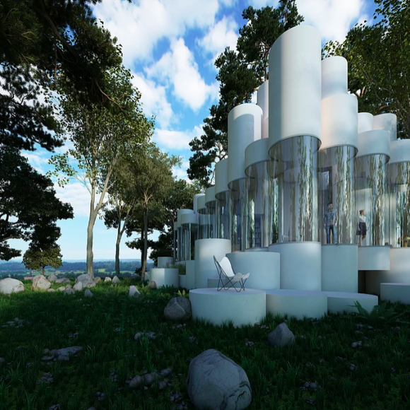 山林裡的科技聚落：法國里昂玻璃試管建築 Cylinder House - POLYSH